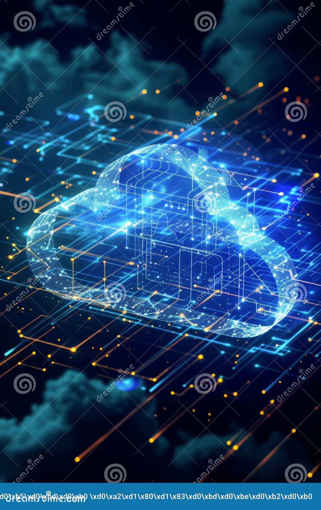 Futuristic Cloud Computing Network Concept with Glowing Connections in Cyberspace. Abstract ...