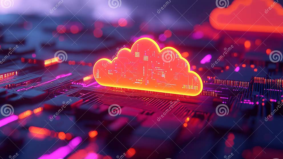 Futuristic Cloud Computing Network Data Storage Server Circuit Board Technology AI Generated ...
