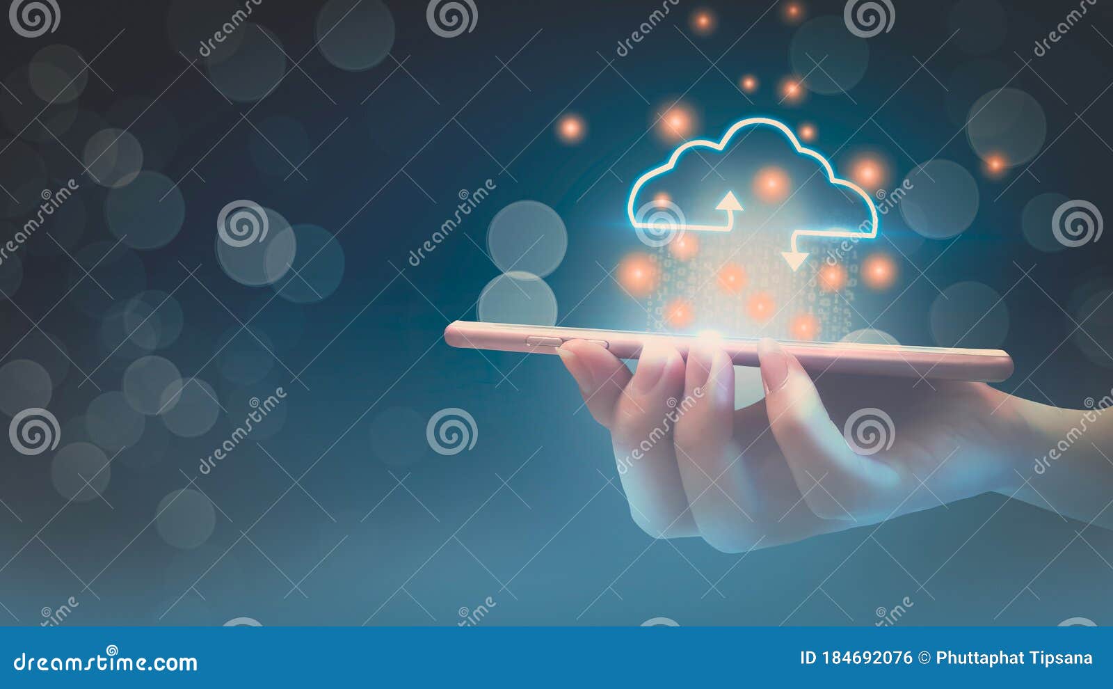 Futuristic Cloud Computing Storage System Concept,business Woman Hand ...