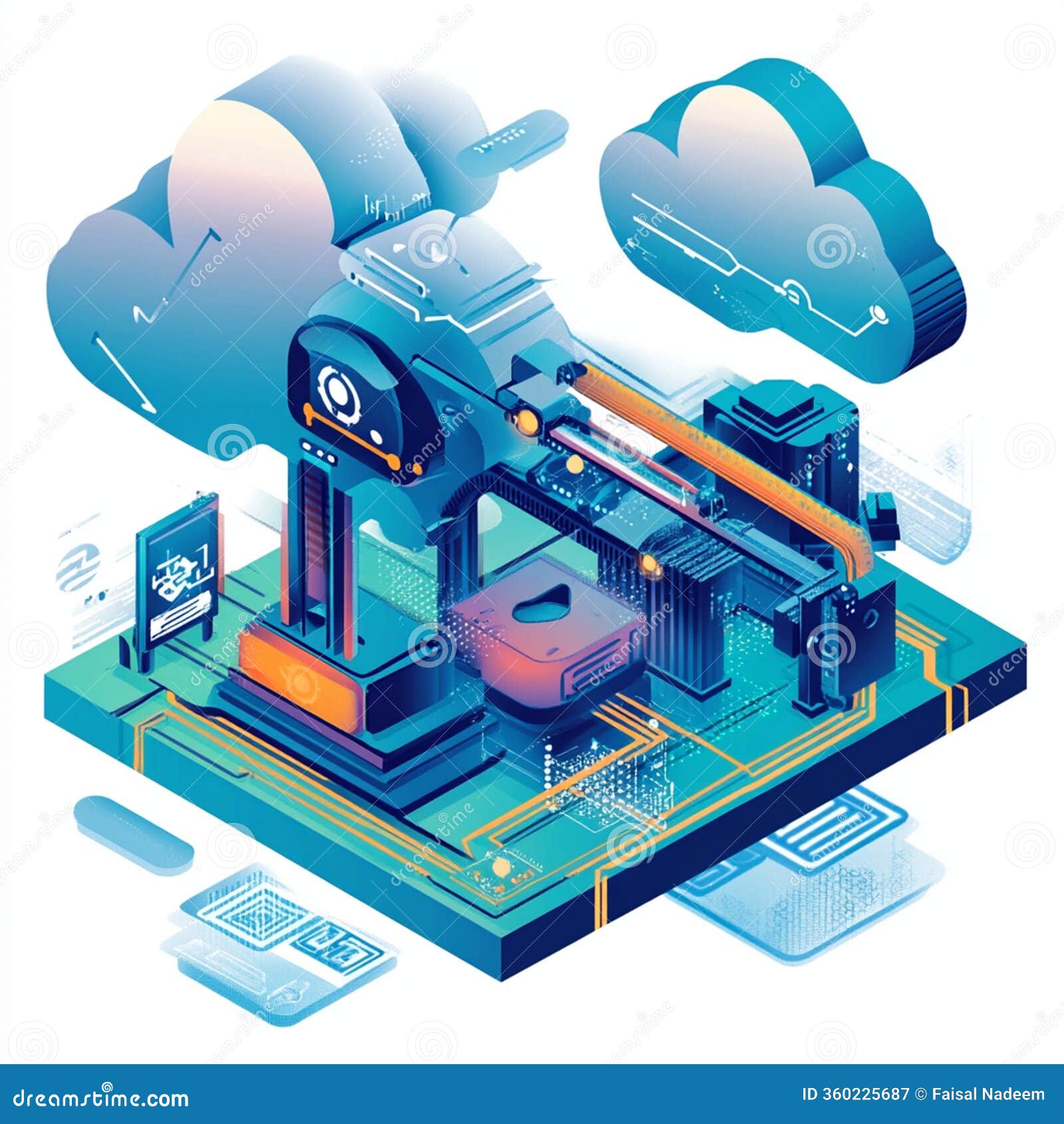 Futuristic Cloud Computing System Digital Technology Isometric Illustration Network Data Center ...