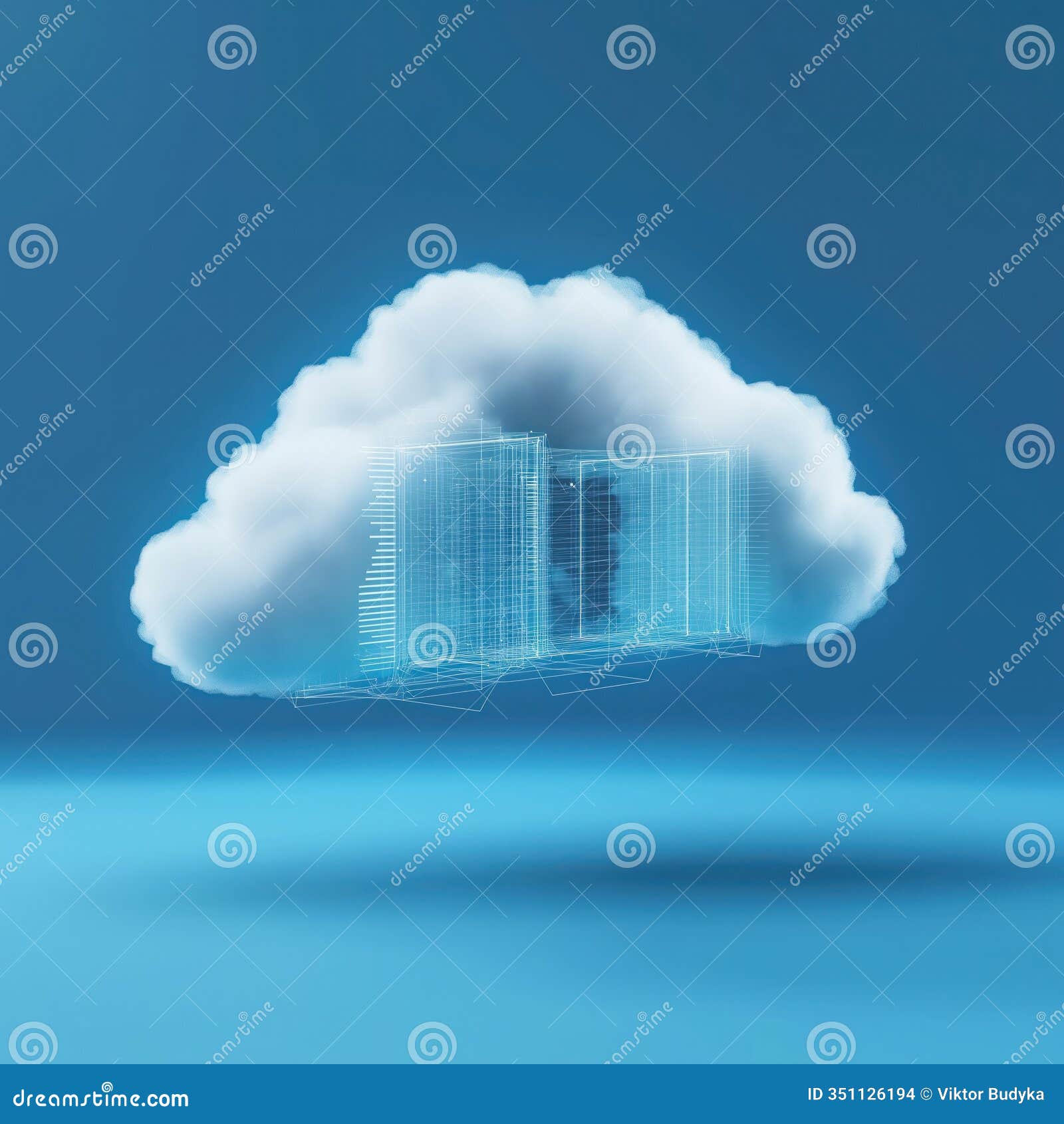 Futuristic Cloud Computing Tech Concept. Virtual Data Center Inside ...
