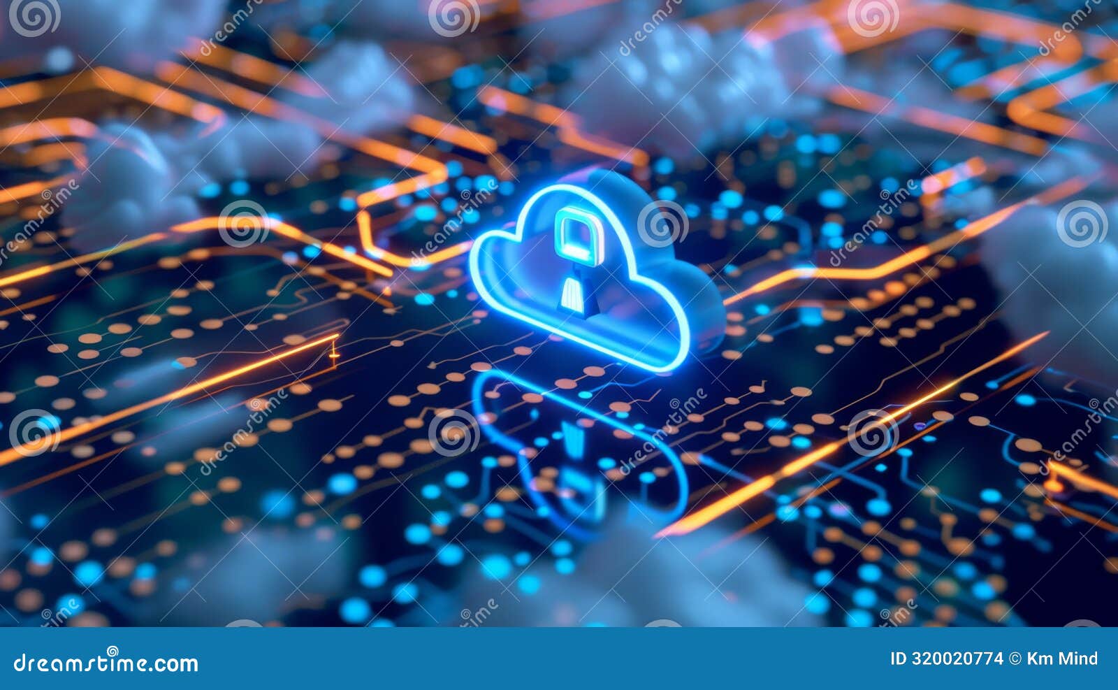 Futuristic Cloud Security Technology Concept Stock Illustration - Illustration of privacy ...