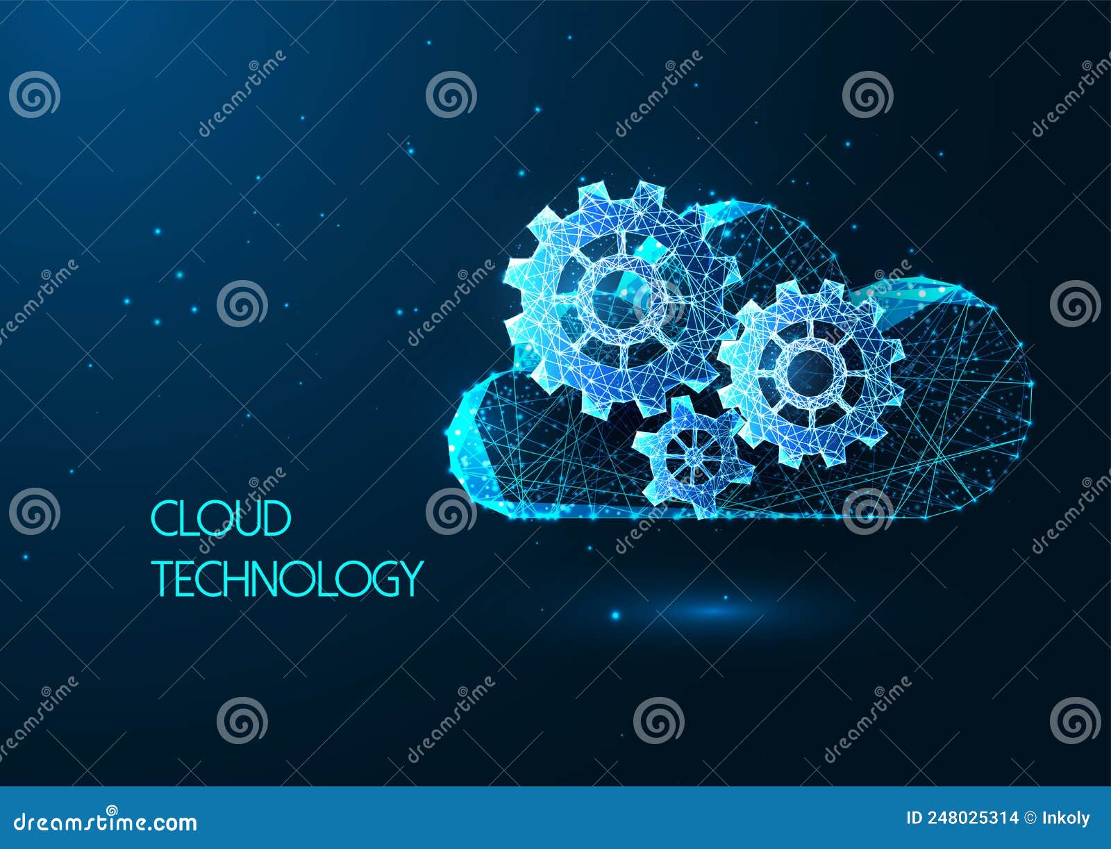 Futuristic Cloud Technologies, Management Concept with Glowing Low Poly ...