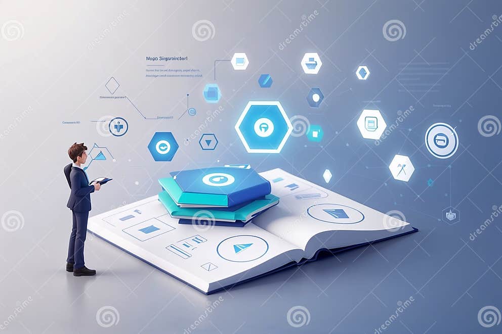 Futuristic Coaching & E-Learning Digital Interface Stock Illustration ...
