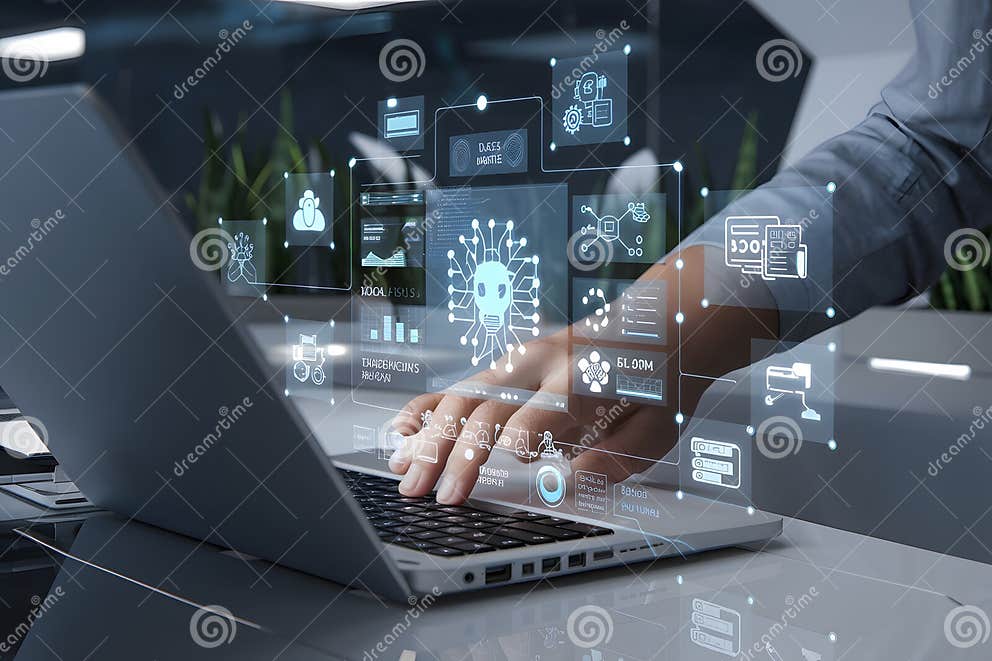 Futuristic Coder: Neon Cityscape, Holographic Interface, Coding, Software Development, Cyberpunk ...