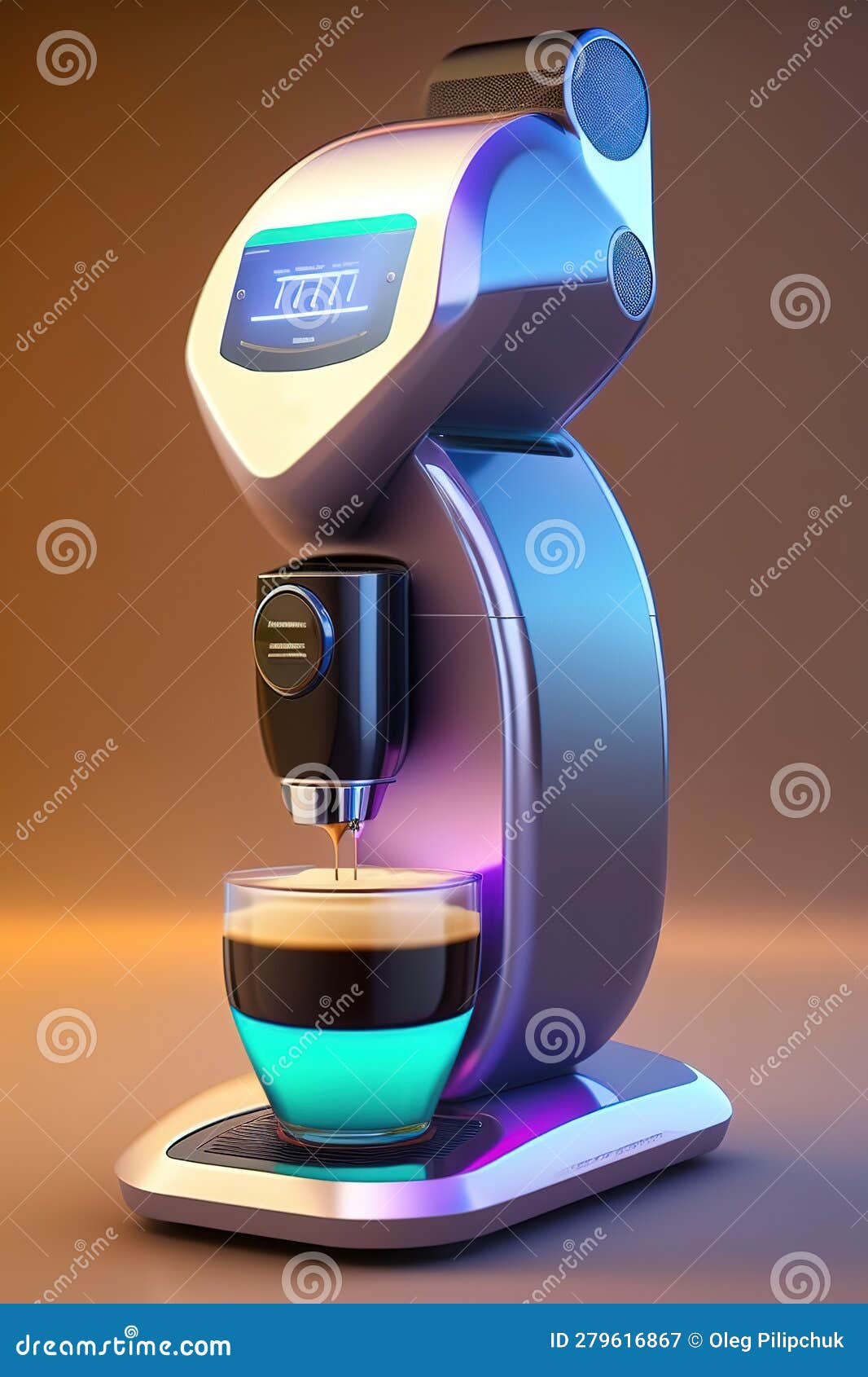 Futuristic Coffee Machine Stands in the Studio, Ai Stock Illustration ...