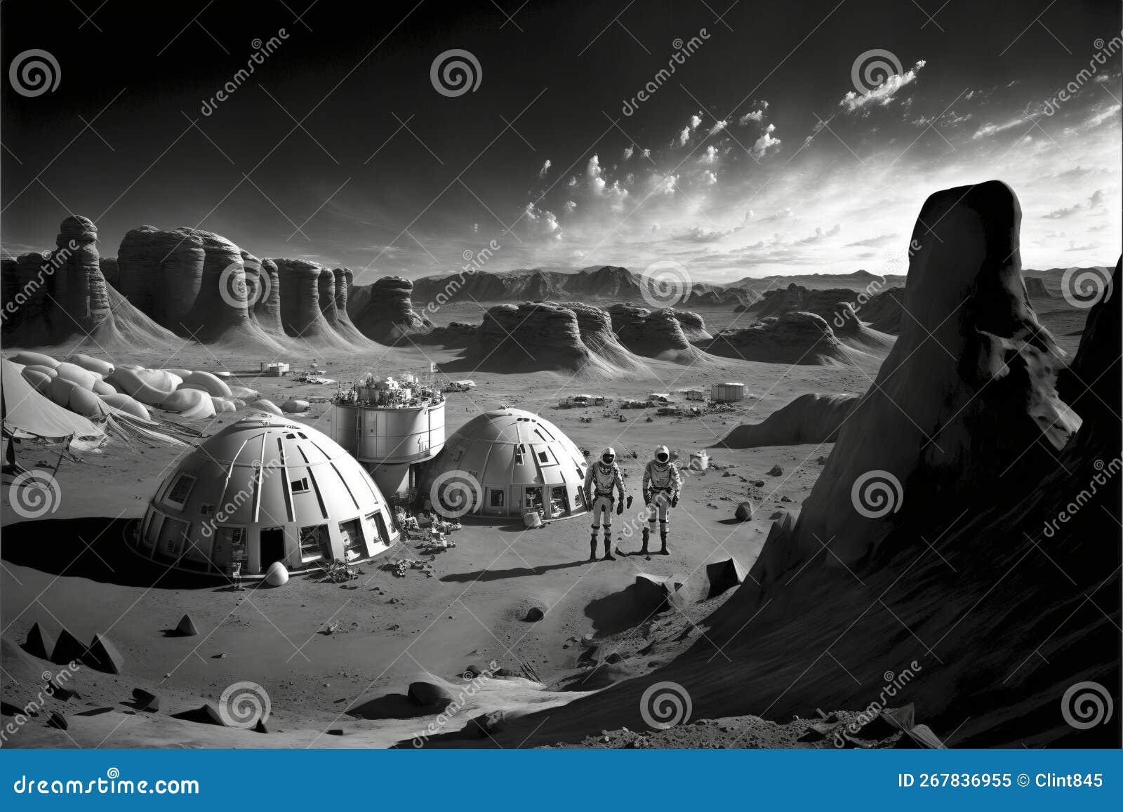 A Futuristic Colony on Mars, with Astronauts Exploring the Craters ... A Futuristic Colony on Mars, with Astronauts Exploring the Craters ...