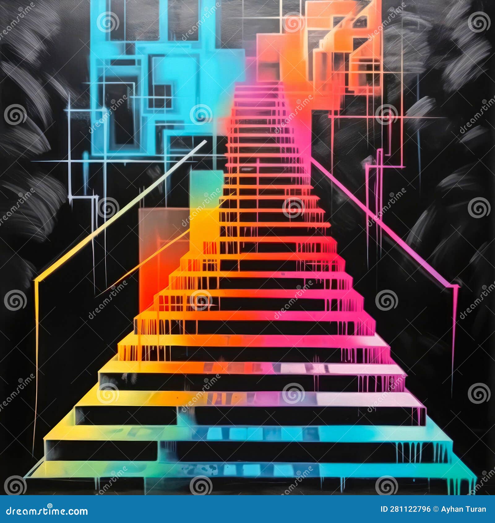 Futuristic Color Ladder and Ladder of Success Concept Stock ...