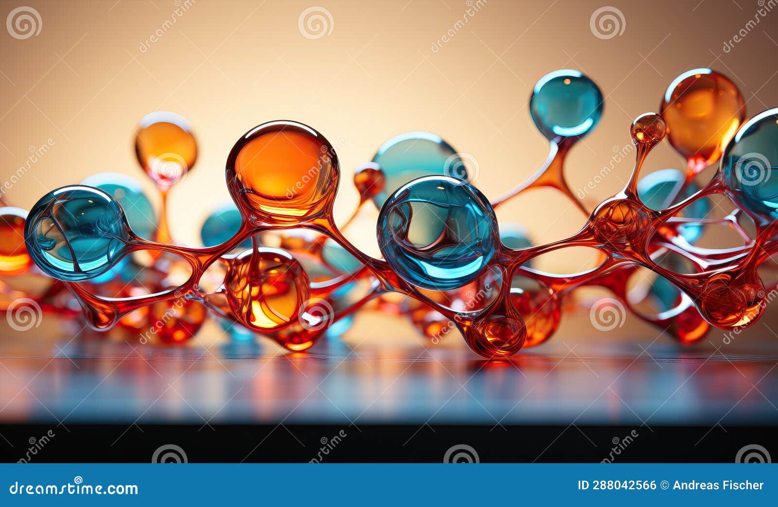 Futuristic Colored Background with Glass Molecule Model. Stock Photo ...