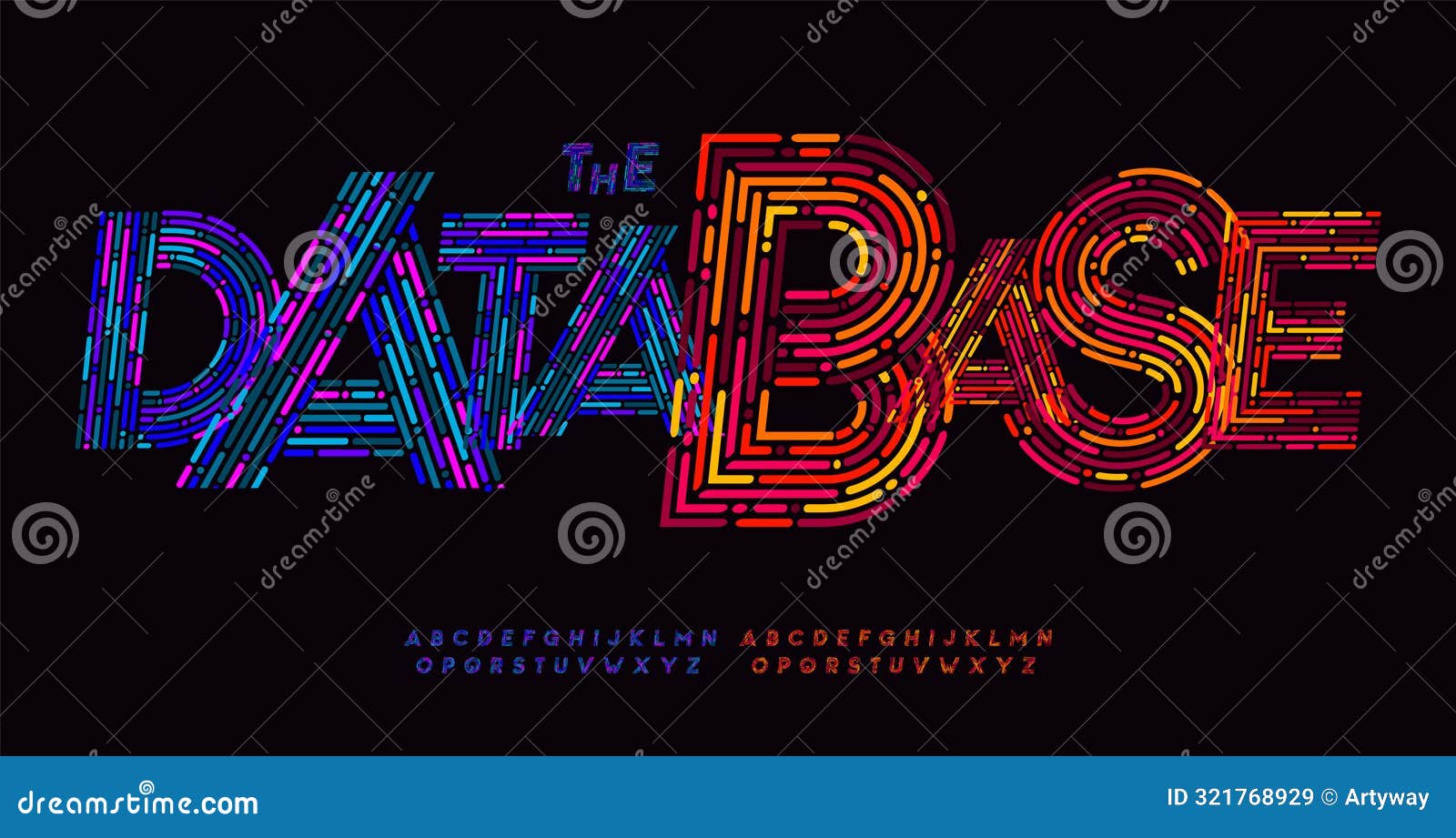 Futuristic Colorful Dashed Stroke Alphabet, Vibrant Bold Heavy Letters ... Futuristic Colorful Dashed Stroke Alphabet, Vibrant Bold Heavy Letters ...