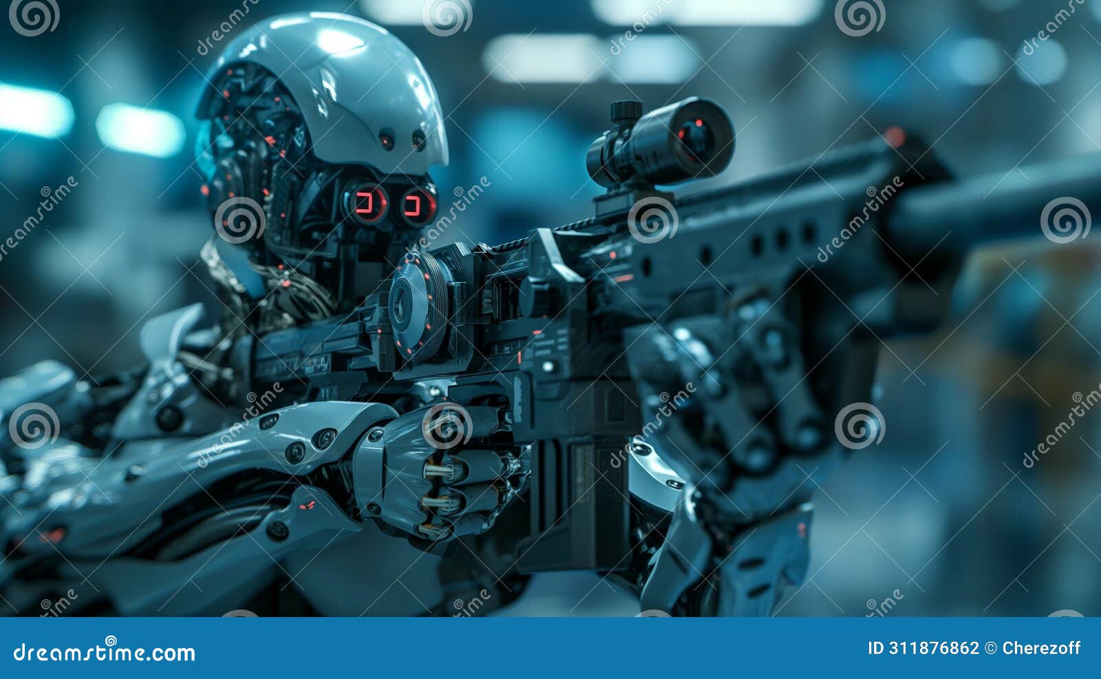 Advanced Combat Robot with Weapon Stock Photo - Image of intelligence ...