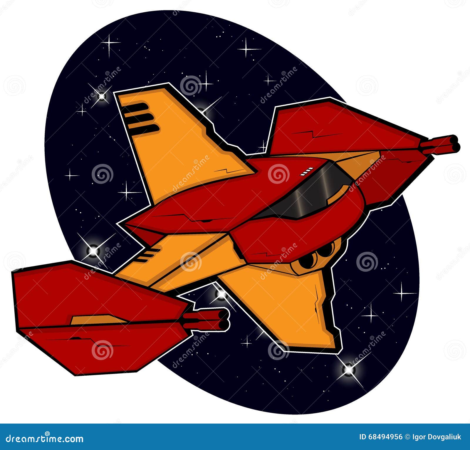 Futuristic combat starship stock vector. Illustration of game - 68494956