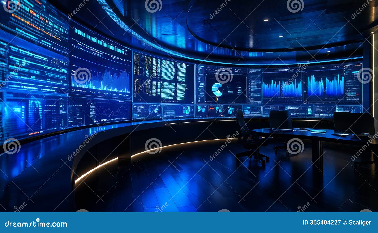 A Futuristic Command Center With Multiple Screens Displaying Data And A ...