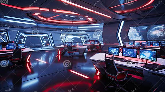 Futuristic Command Center with Advanced Technology Interface Stock ...