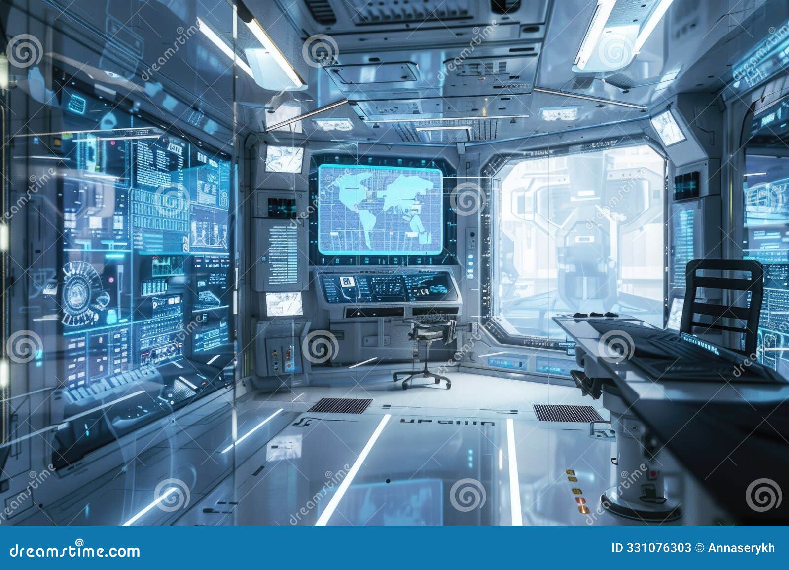 Futuristic Command Center Filled with Advanced Technology and Digital ...