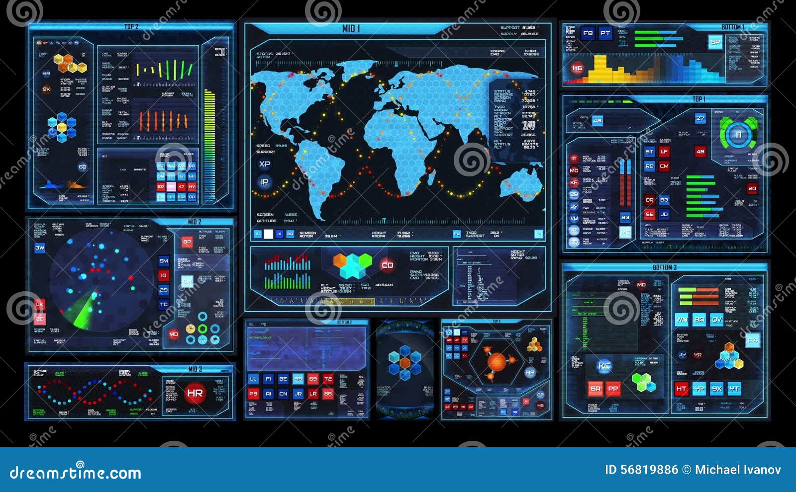 Futuristic Command Center Interface (loop Ready) Stock Footage - Video ...