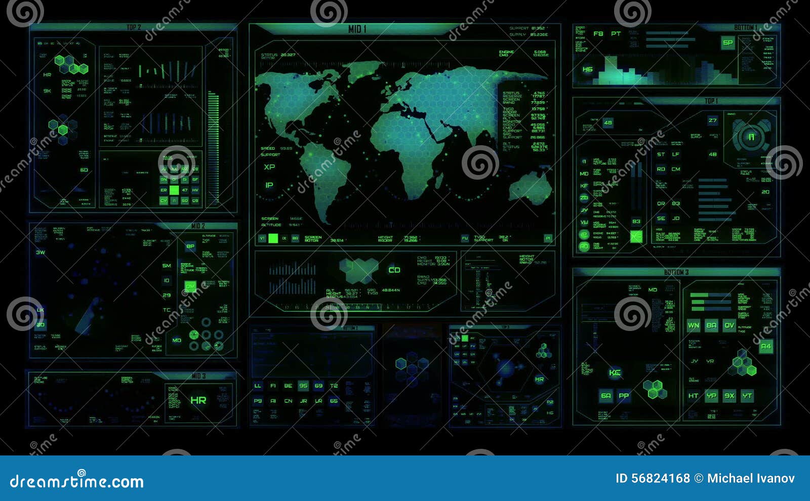 Futuristic Command Center Interface (loop Ready) Stock Footage - Video ...