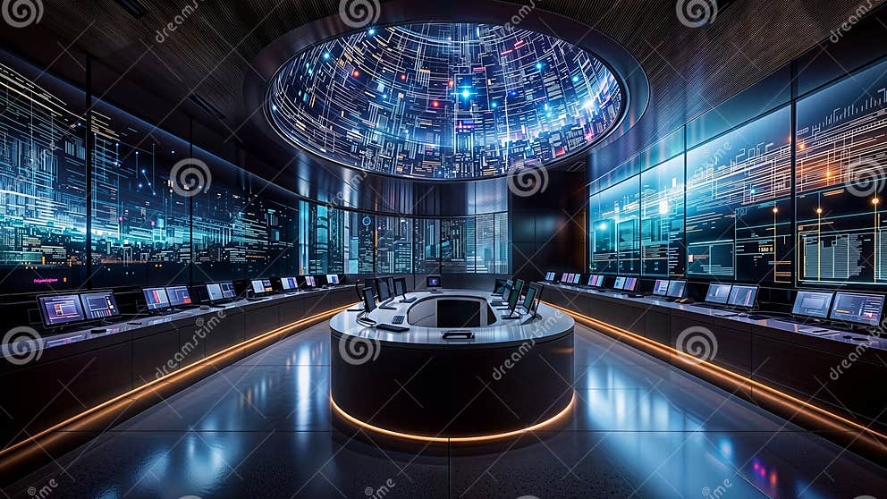 High-Tech Command Center: Modern Data Displays and Design, Generative ...