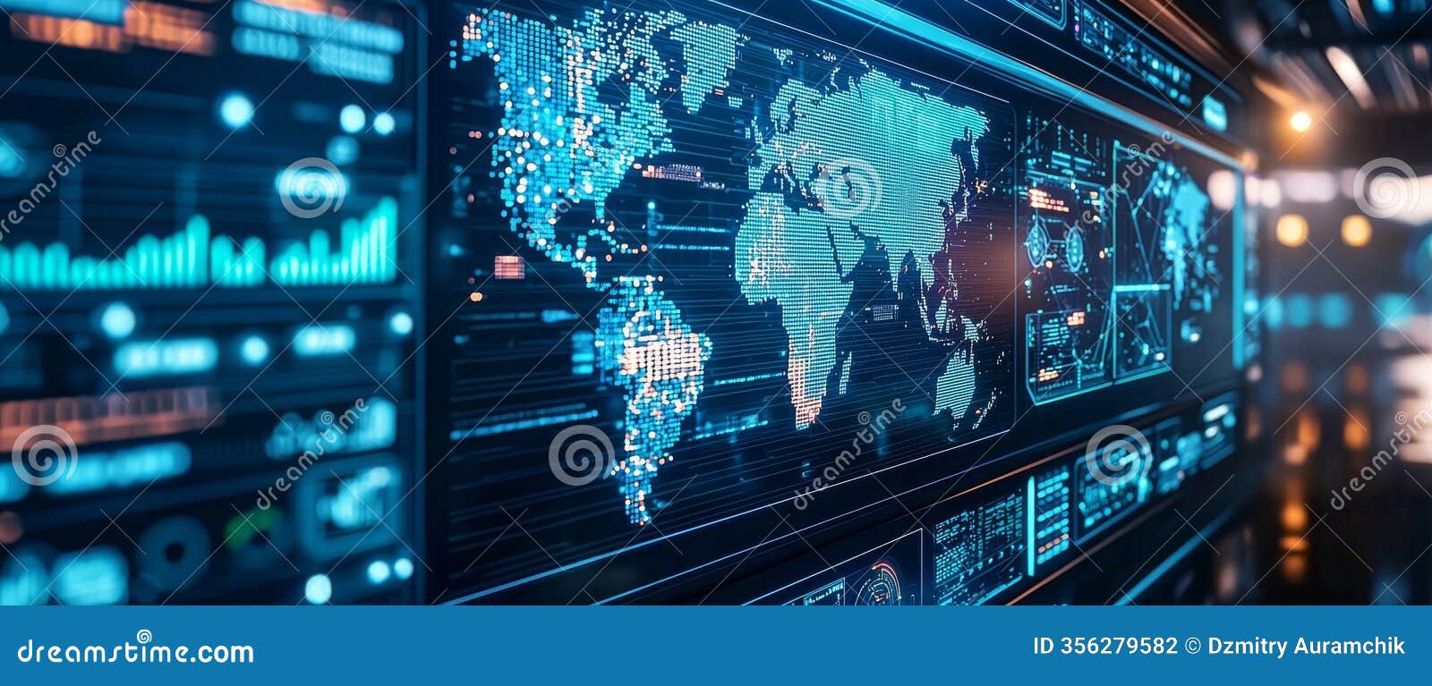 A Futuristic Command Center or Spaceship Control Room Interior, with ...