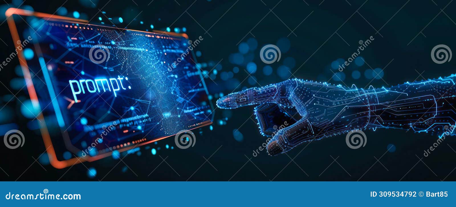 Futuristic Command Prompt on a Digital Interface with a Holographic ...