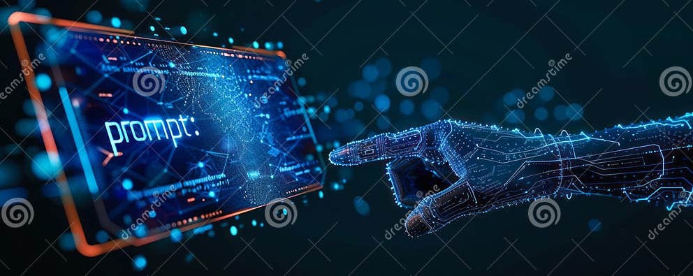 Futuristic Command Prompt on a Digital Interface with a Holographic ...