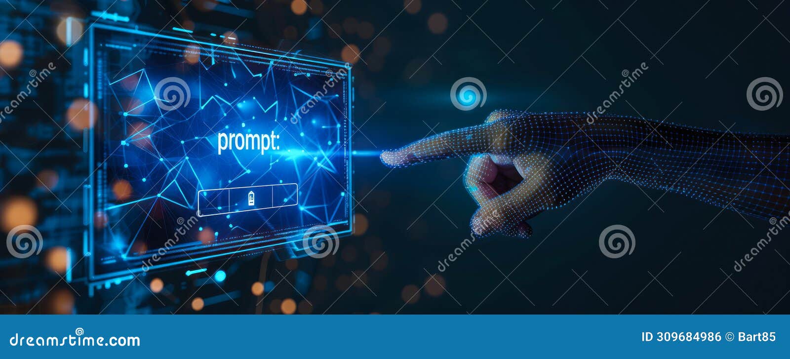 Futuristic Command Prompt on a Digital Interface with a Holographic ...