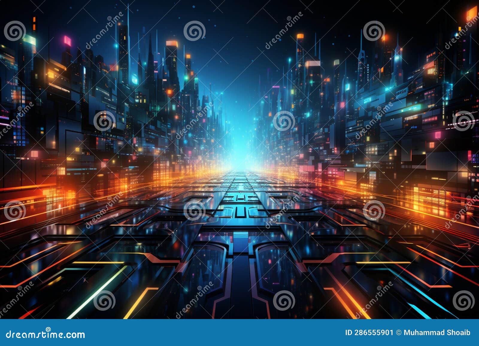 Futuristic Communication Cartoonish Vector Background with Abstract ...