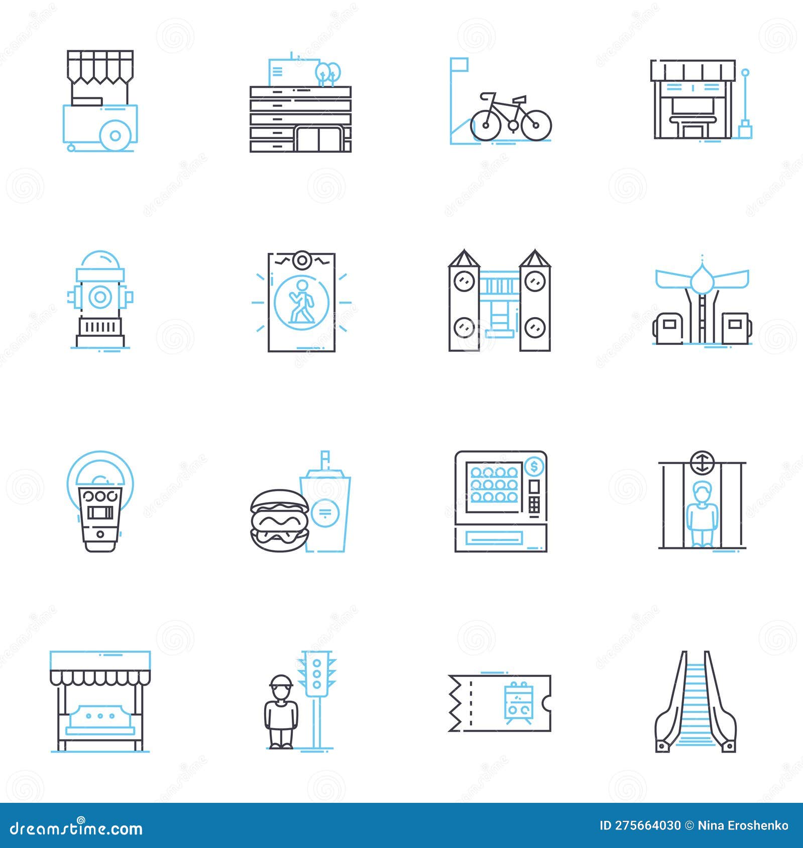Futuristic Communities Linear Icons Set. Utopian, Dystopian ...