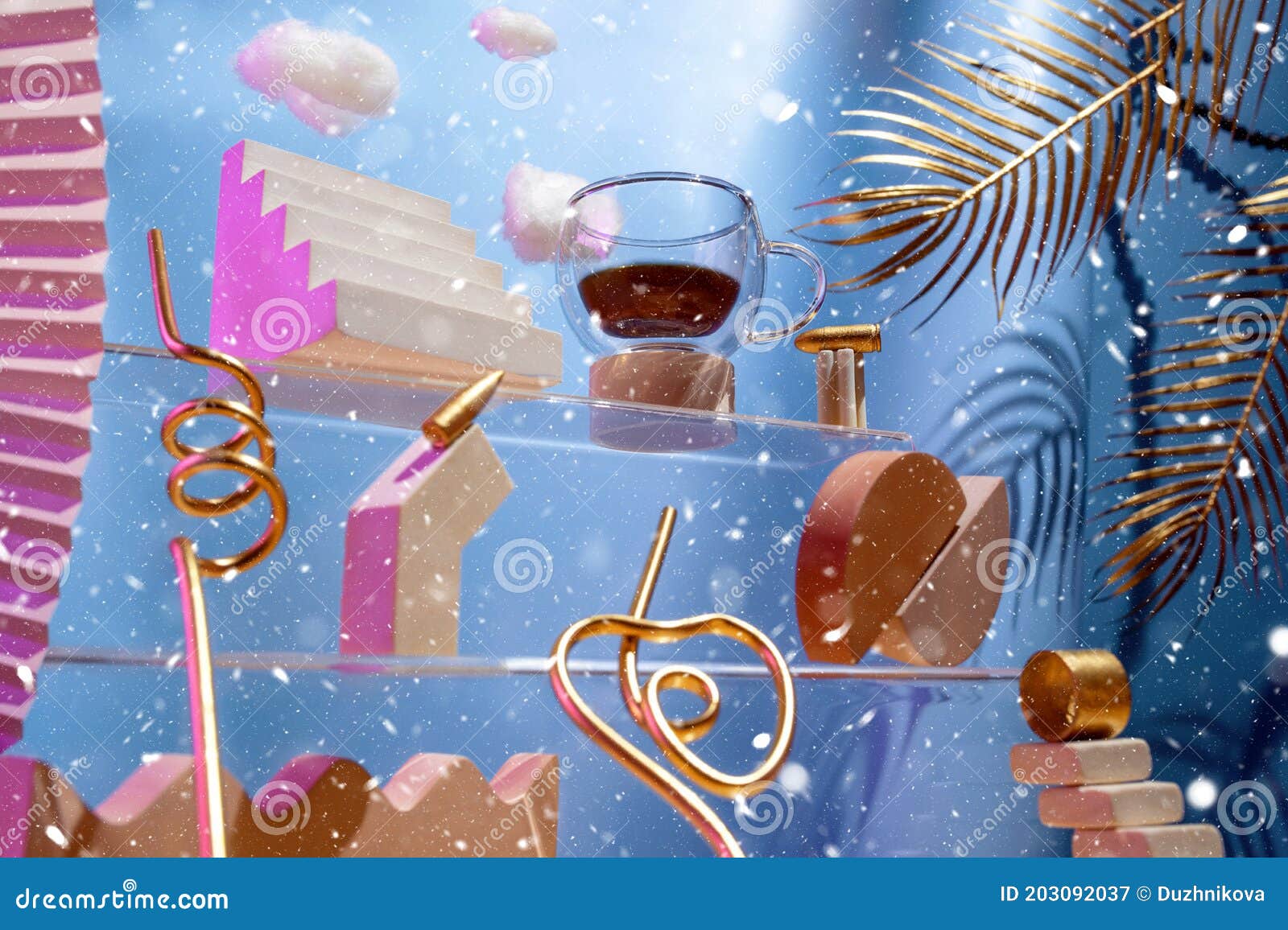 Futuristic Composition on the Theme of Coffee, Various Figures, Bullets ...