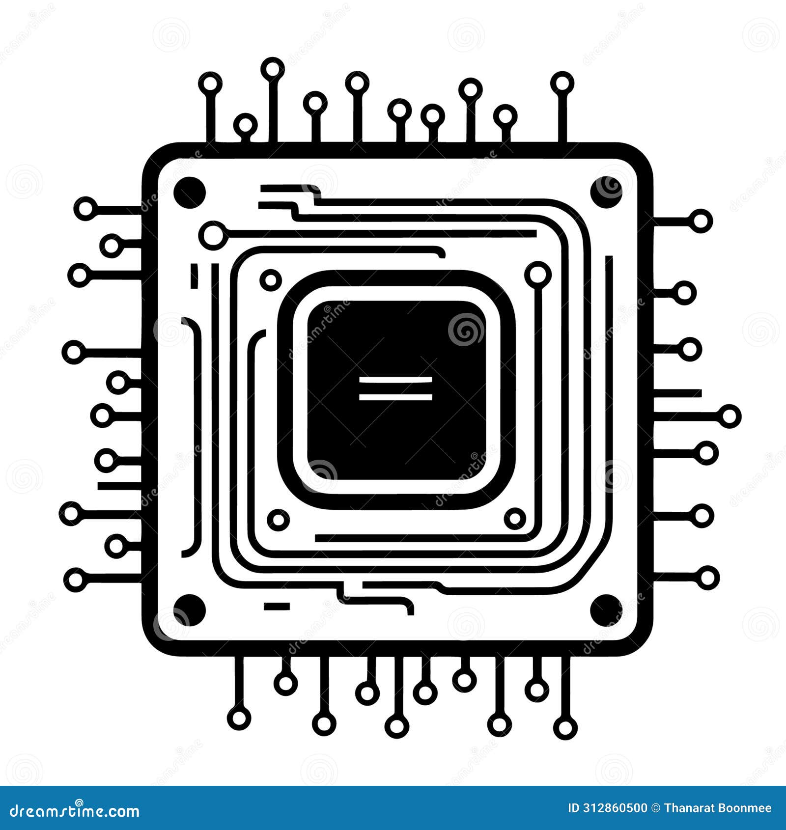 Futuristic Computer Chip Circuit Board Outline Icon in Vector Format ...