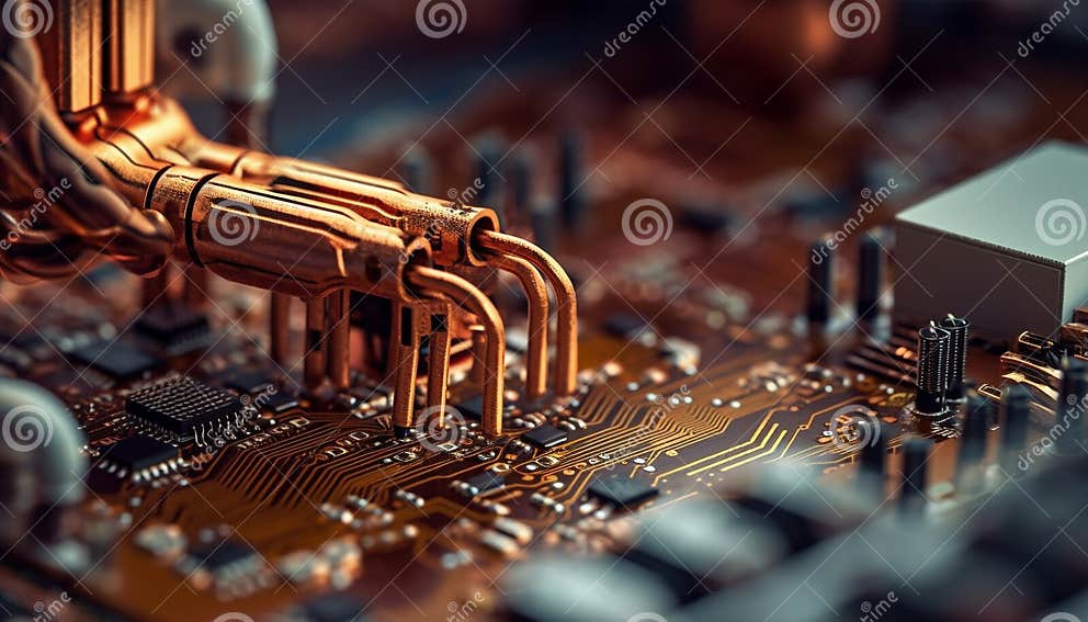 Futuristic Computer Chip Controls Complex Data, Powering Technology ...