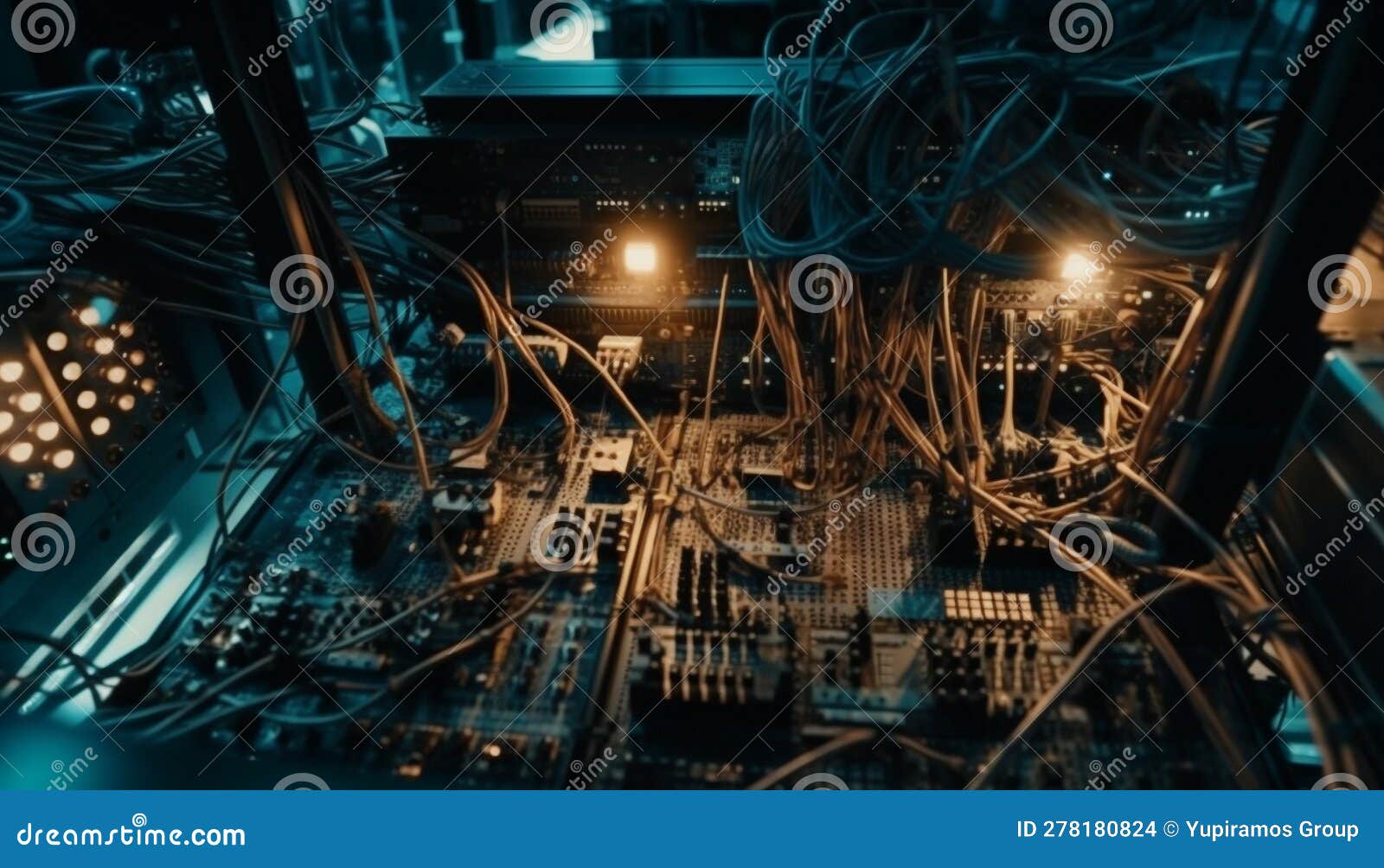 Futuristic Computer Chip Controls Complex Manufacturing Equipment ...