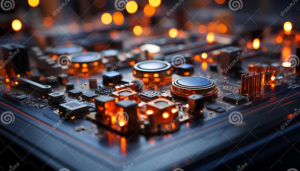 Futuristic Computer Chip Glows, Connecting Power Supply for Internet ... Futuristic Computer Chip Glows, Connecting Power Supply for Internet ...