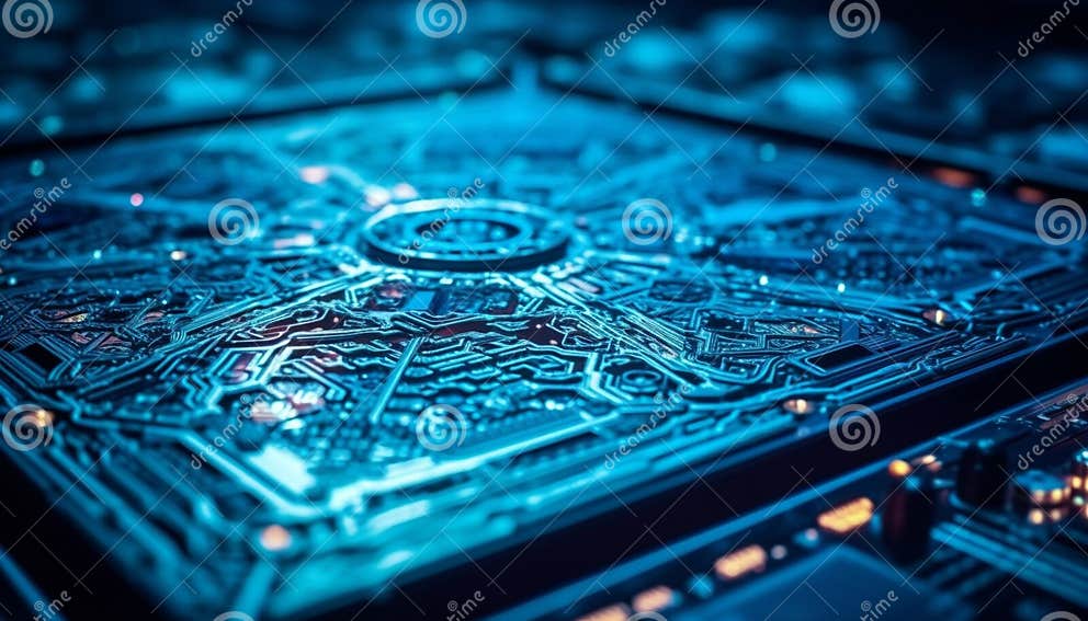 Futuristic Computer Chip Pattern, Extreme Close Up of Semiconductor ...