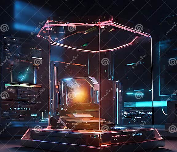 Futuristic Computer Concept in Laboratory Stock Illustration ...