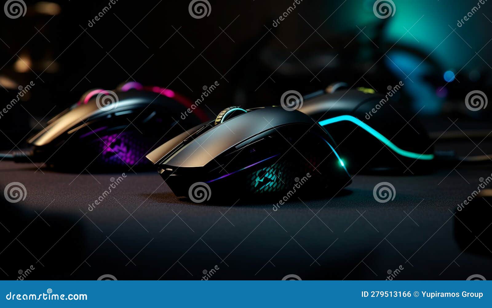 Futuristic Computer Equipment Illuminates Dark Office for High Tech ...