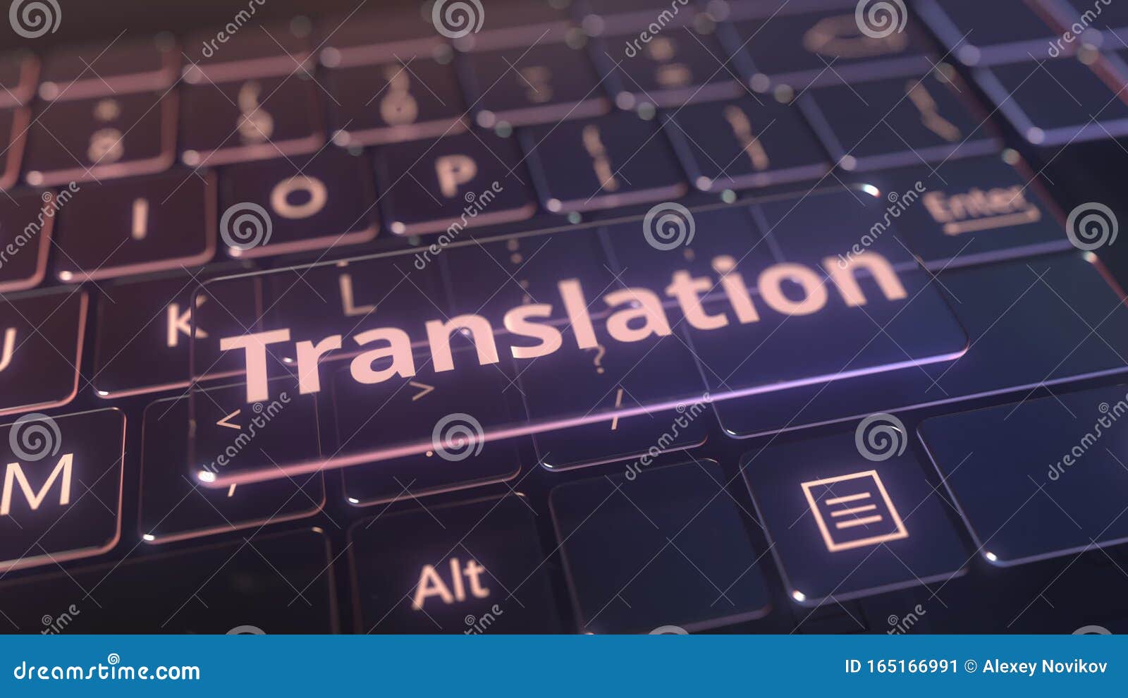 Futuristic Computer Keyboard and Transparent Translation Key ...