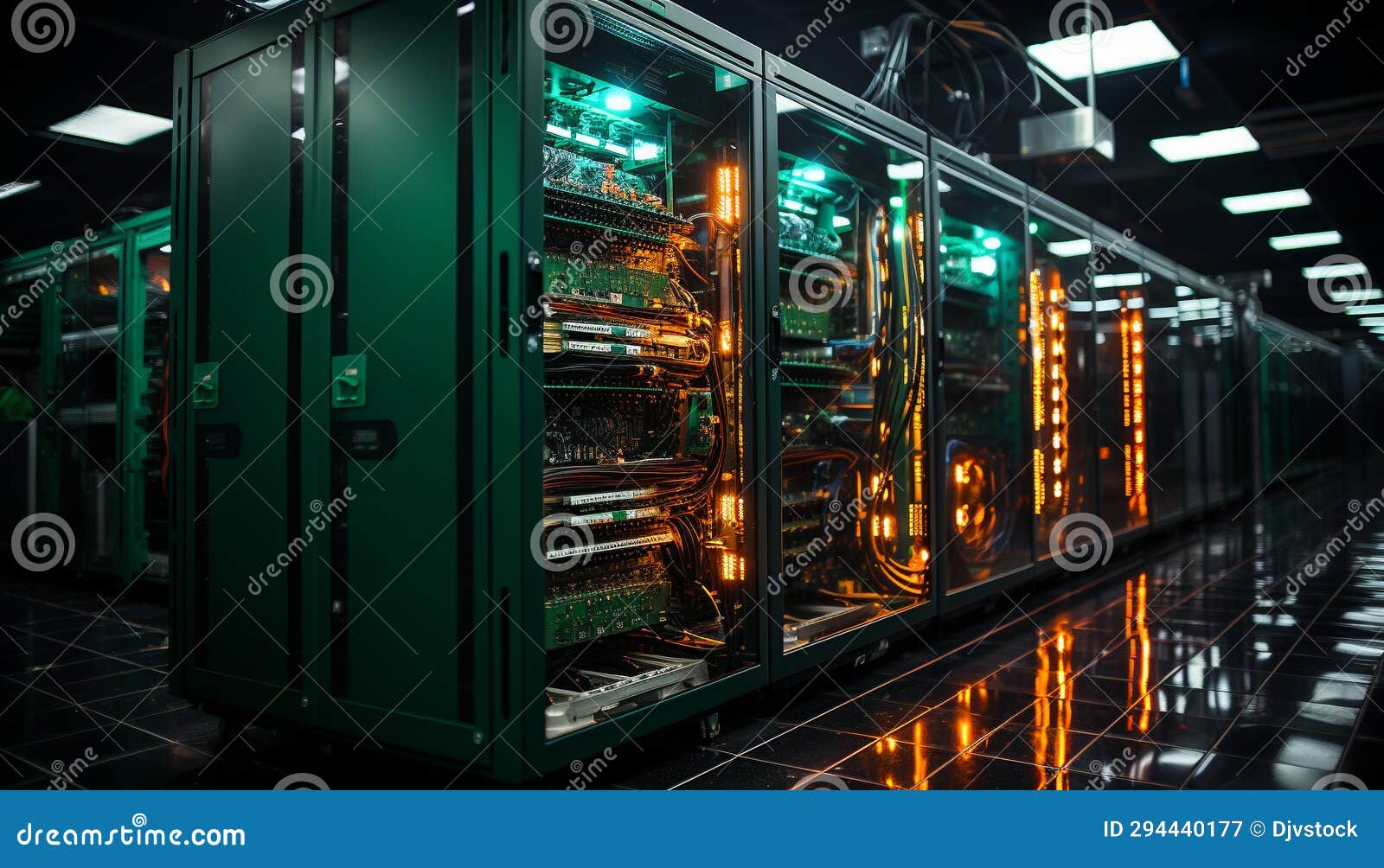 Futuristic Computer Lab Illuminates Data in a Row for Speed Generated ...