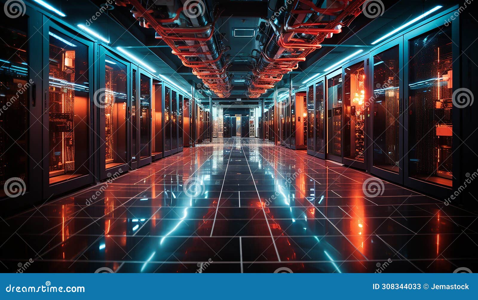 Futuristic Computer Lab Network Server, Data, Technology, Computer Equipment Generated by AI ...