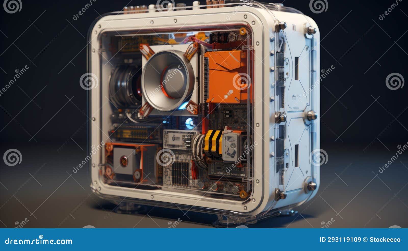 Futuristic Nasa Themed Pc Case with Detailed 3d Graphics Stock ...