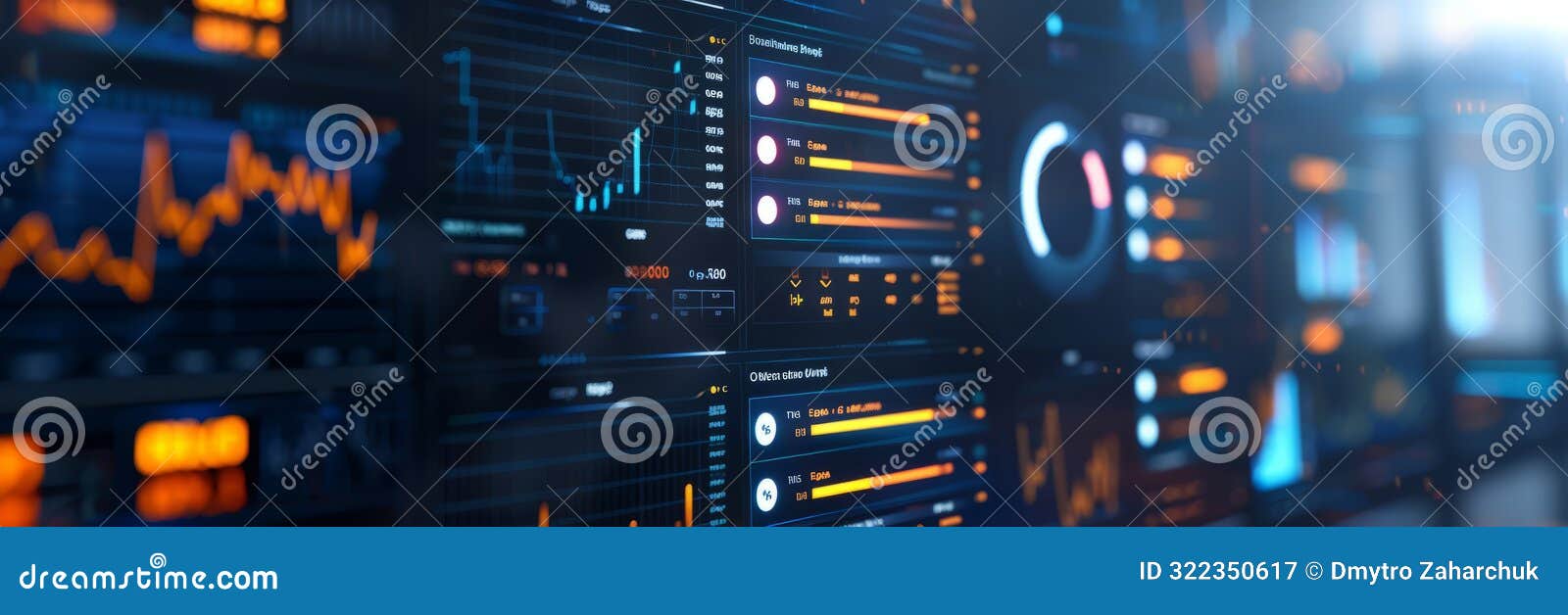 A Futuristic Computer Monitor Showing A Dynamic, Abstract Network ...