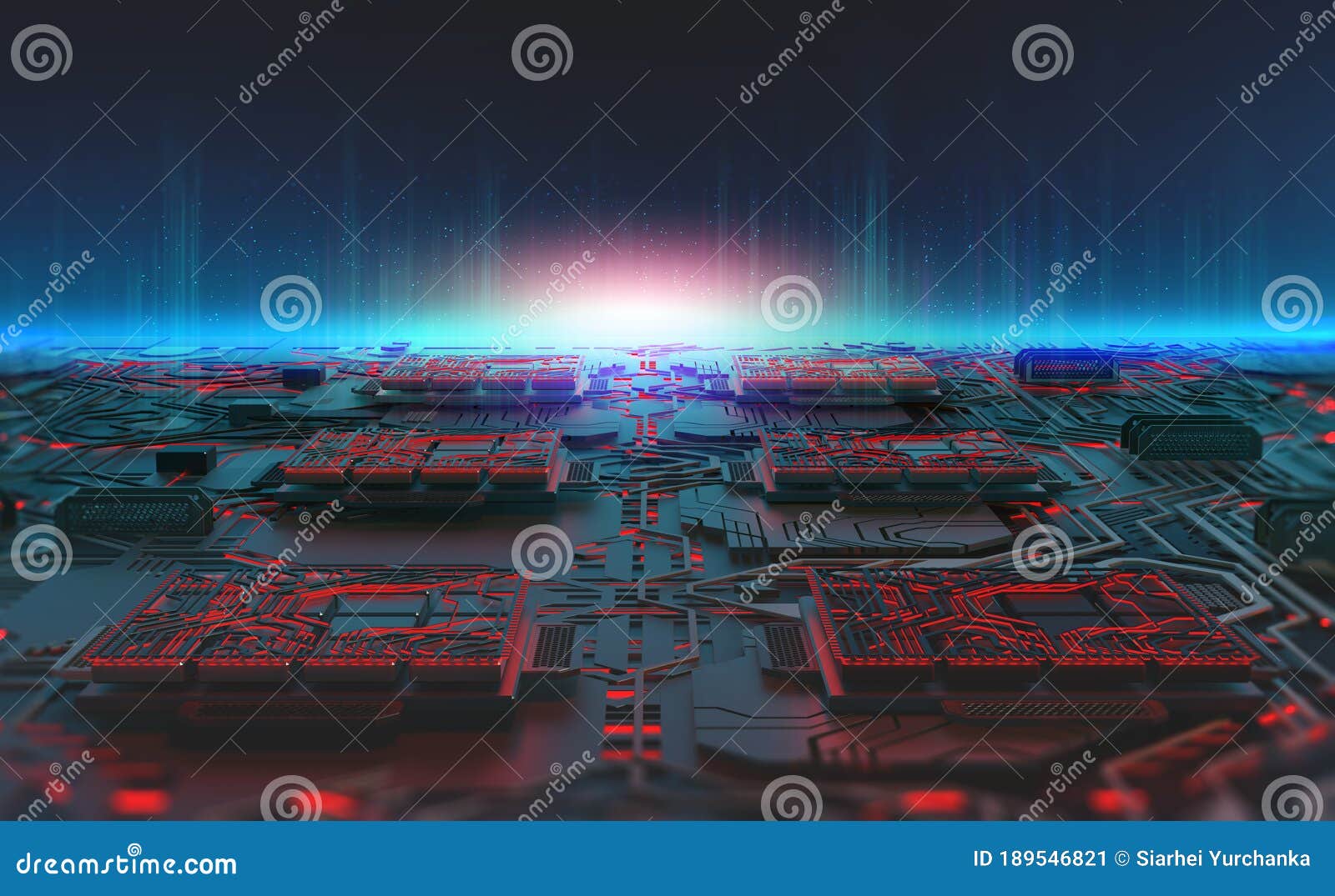 Futuristic Computer Panel, Digital Circuit and Quantum Processor ...