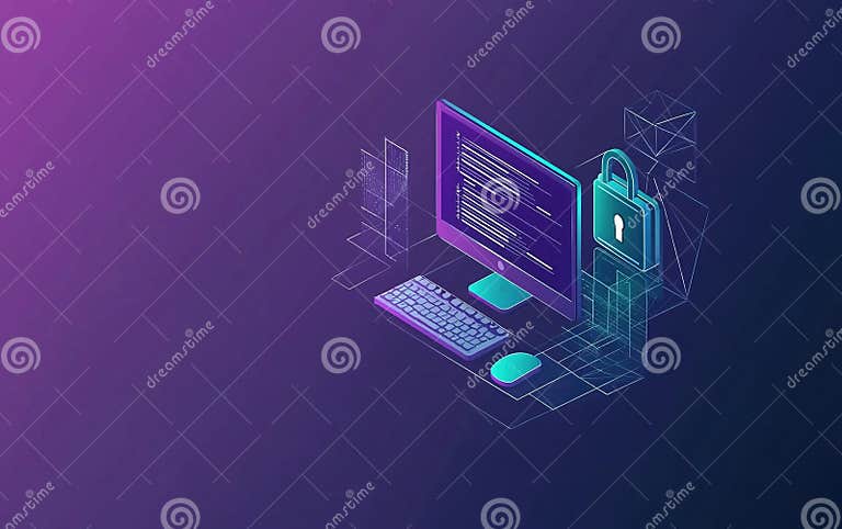 A Futuristic Computer Setup with Coding Elements and a Secure Lock ...