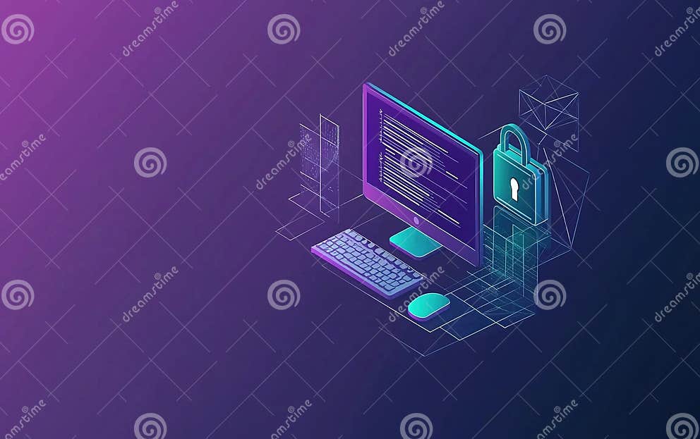 A Futuristic Computer Setup with Coding Elements and a Secure Lock ...