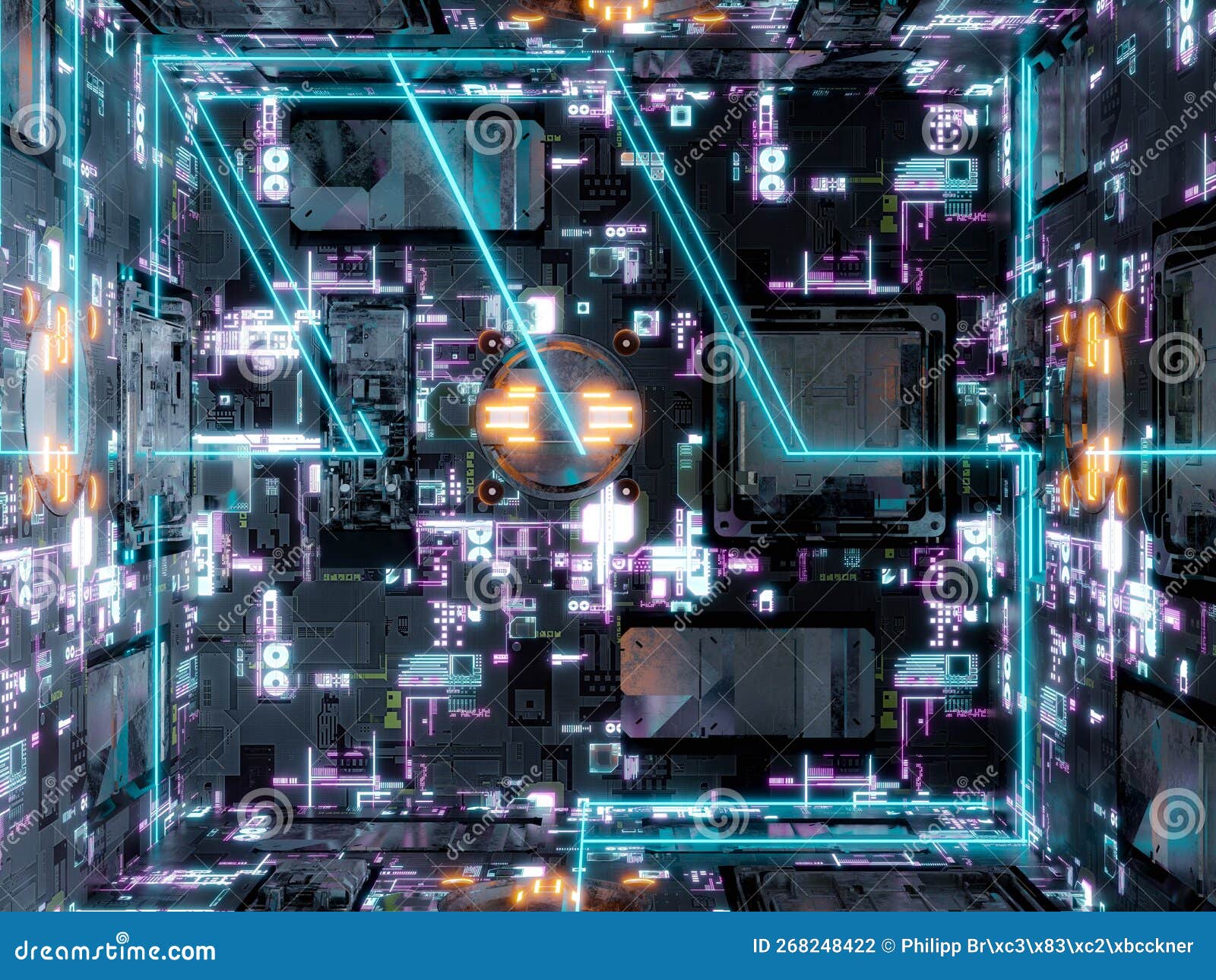 Futuristic Computer Surface Environment Studio 3d Render Illustration ...