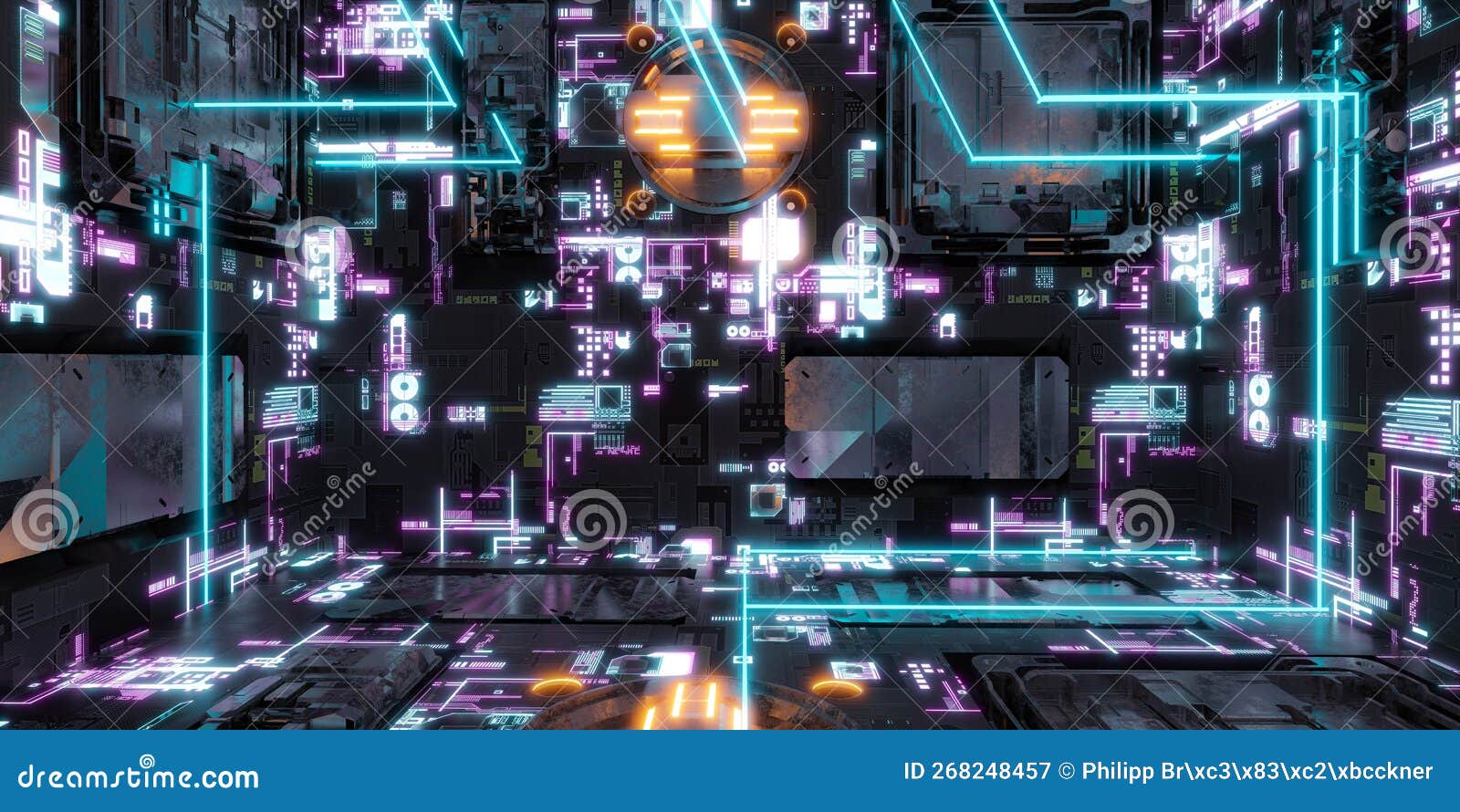 Futuristic Computer Surface Environment Studio 3d Render Illustration ...