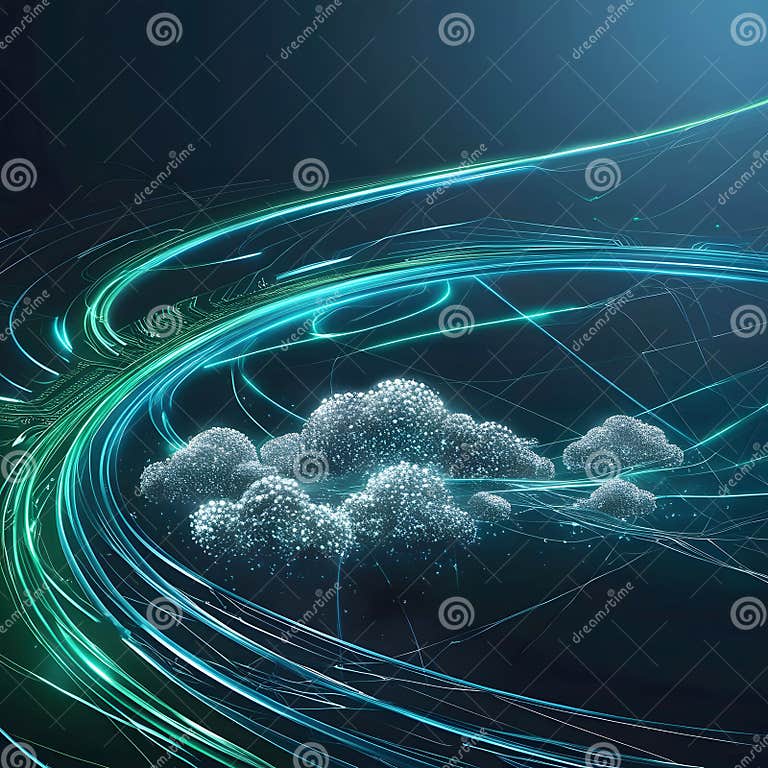 Futuristic Computer Technology Background, Vibrant Digital Data Flow ...