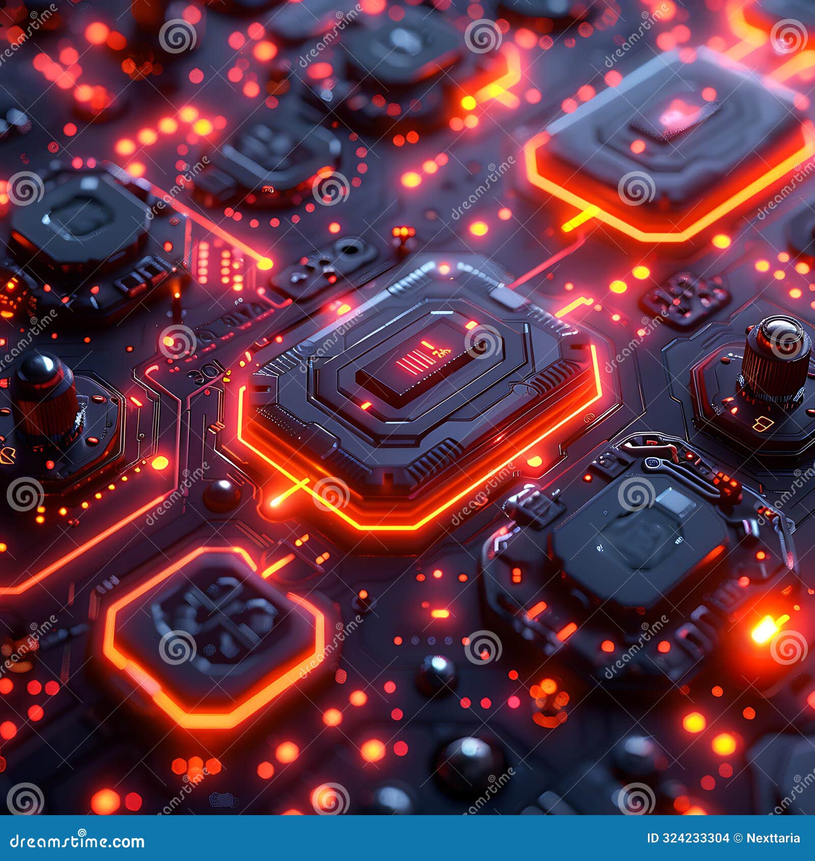 Futuristic Concept Art: Abstract Tech Fusion Stock Illustration ...