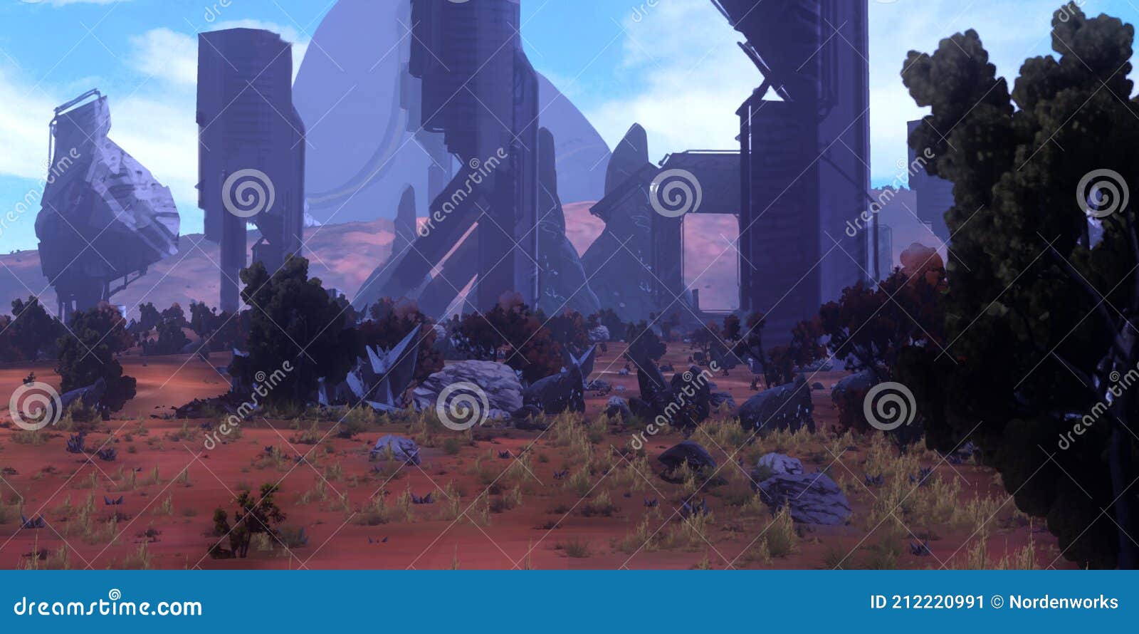 Futuristic Concept Art Alien Planet Science Fiction Theme Colorful