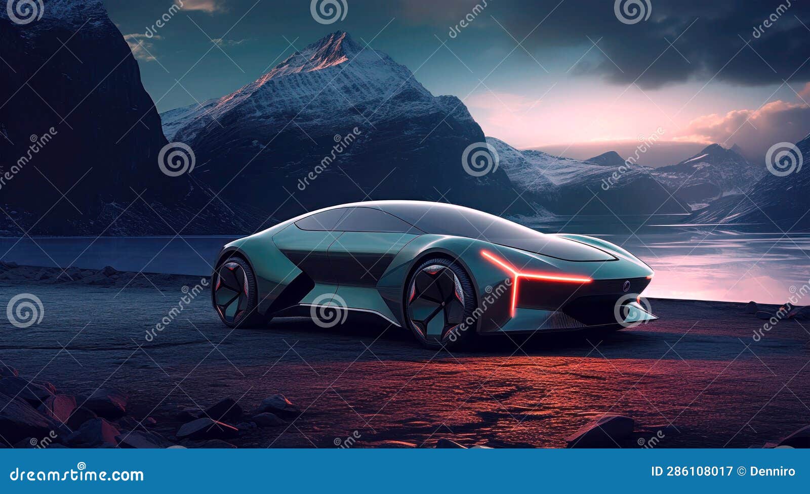 A Futuristic Concept Car in Dark Blue, Green and Red Colors Stock ... A Futuristic Concept Car in Dark Blue, Green and Red Colors Stock ...